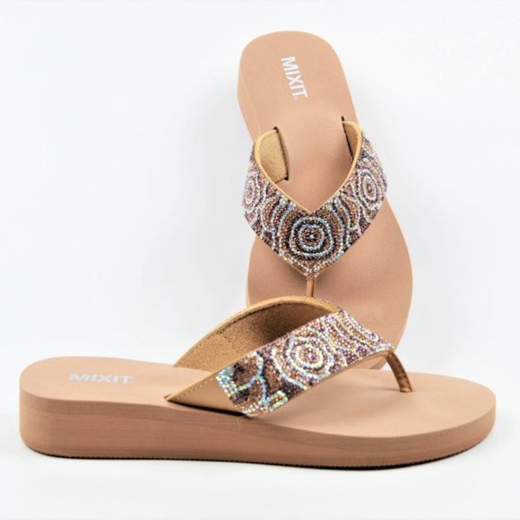 Mixit | Shoes | Nwt Mixit Rhinestone Embellished Wedges Sandals | Poshmark